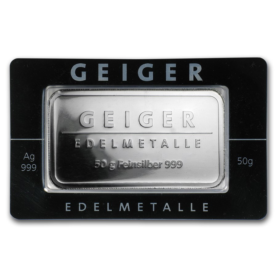 Buy 50 gram Silver Bar - Geiger Edelmetalle (Mirror Finish/In Assay ...