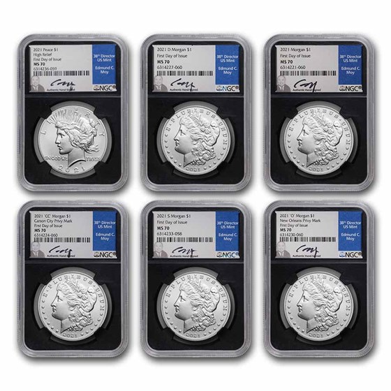 Buy 6-Coin 2021 Morgan/Peace Dollar Set MS-70 NGC (FDI, Moy) | APMEX