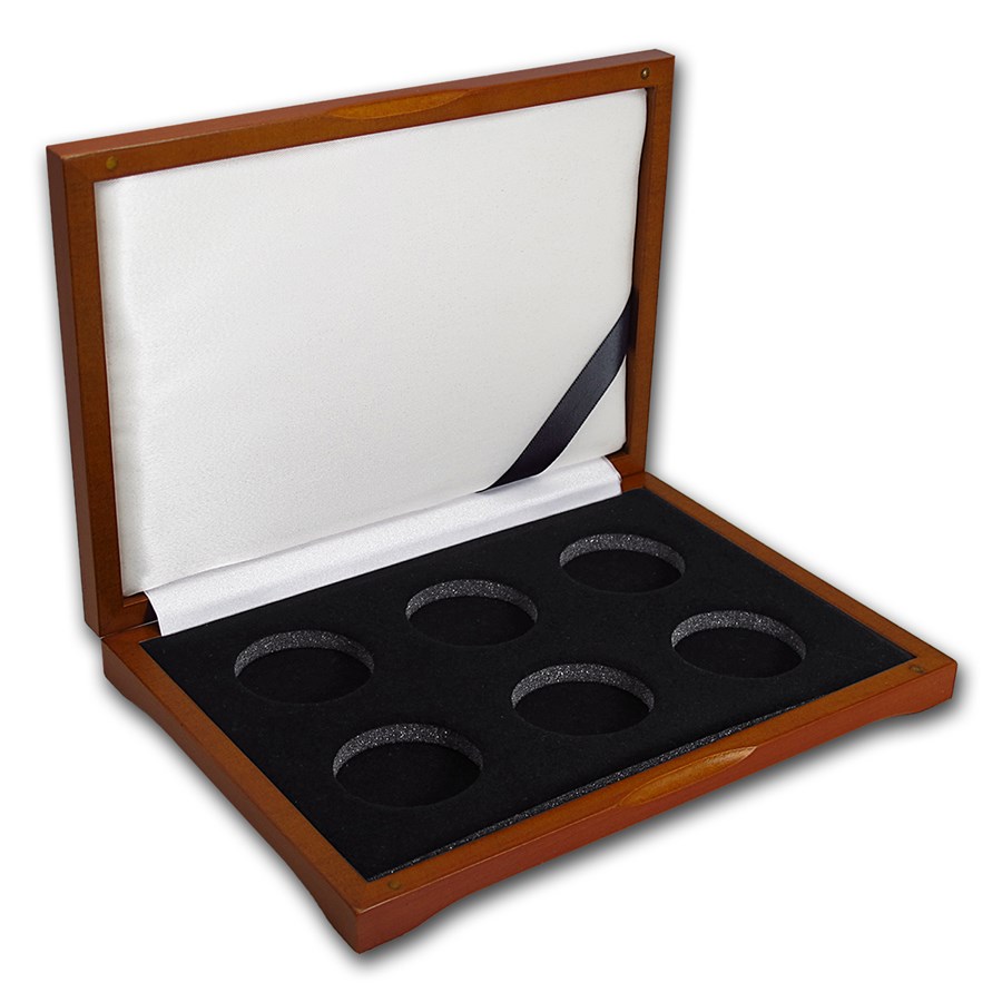 Buy 6 Coin Wood Presentation Box - Air-Tite Capsules (H-Style) | APMEX