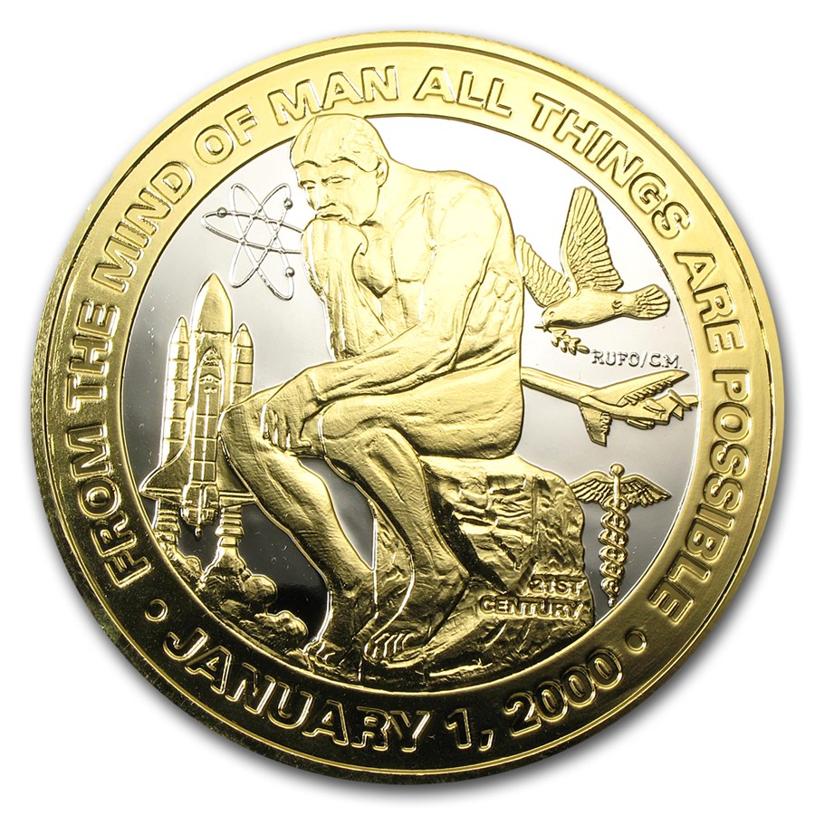 Buy 6 oz Silver Round - Millennium Thinker (Gilded/Plated) | APMEX