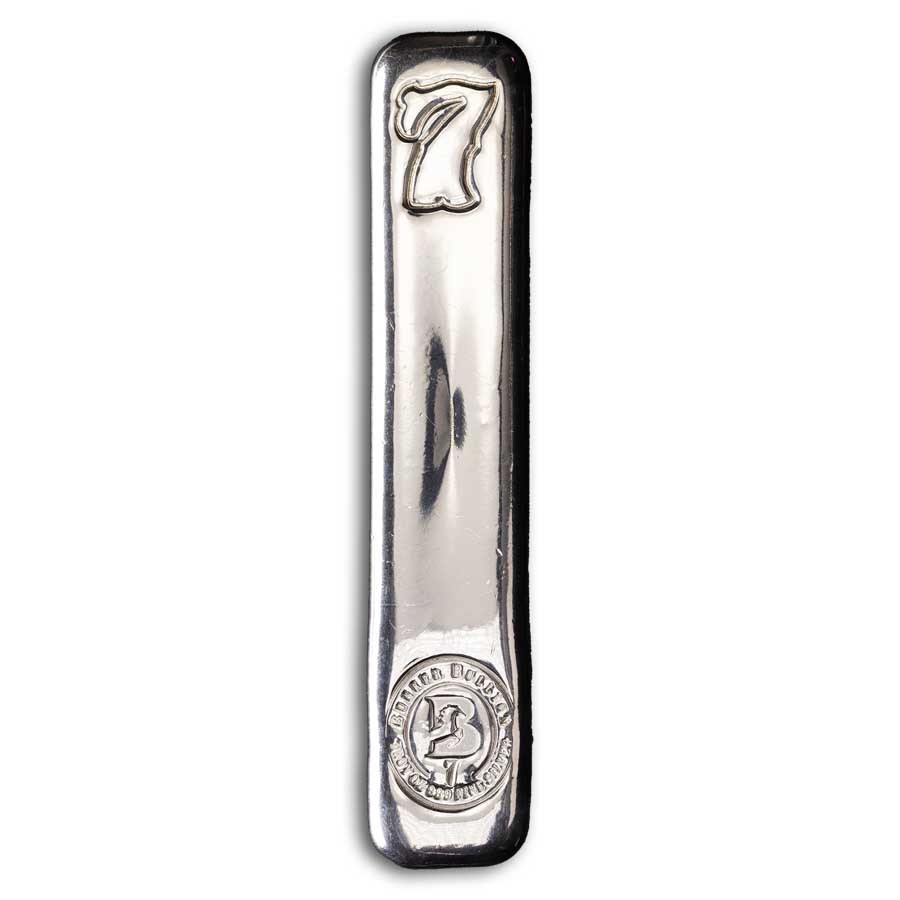7 oz Cast-Poured Silver Bar - Bunker Bullion Long Bar