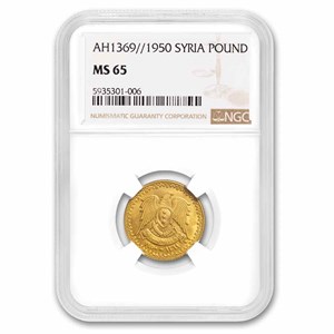 AH1369/1950 Syria Gold Pound MS-65 NGC