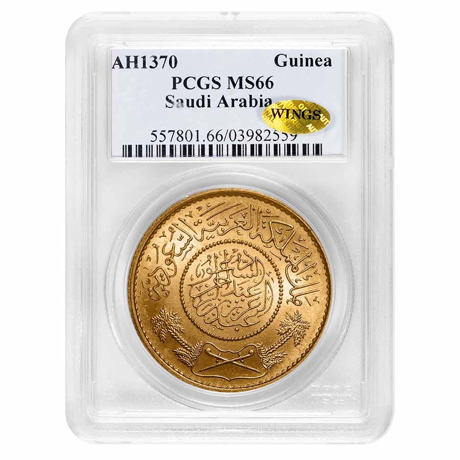 Buy AH1370/1950 Saudi Arabia Gold One Guinea MS-66 PCGS (WINGS) | APMEX