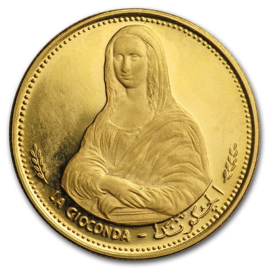 Buy AH1389/1970 Sharjah Gold 25 Riyals Mona Lisa Proof | APMEX