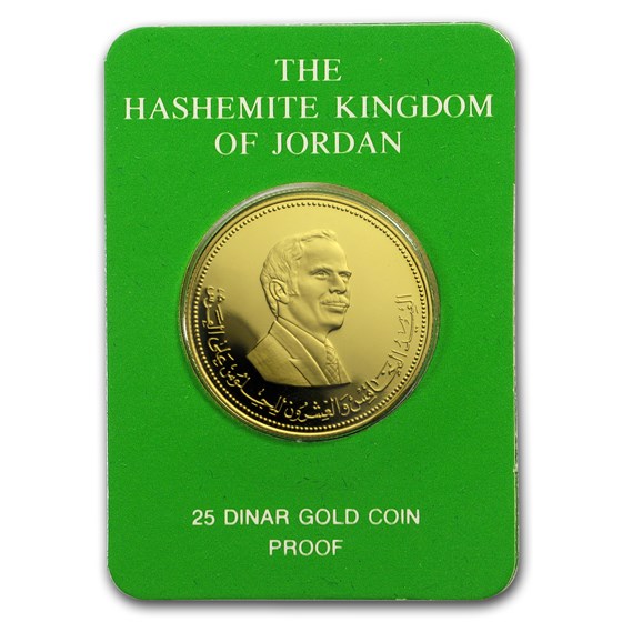 Buy AH1397/1977 Jordan Proof Gold 25 Dinars King Hussein 25th Anniv | APMEX