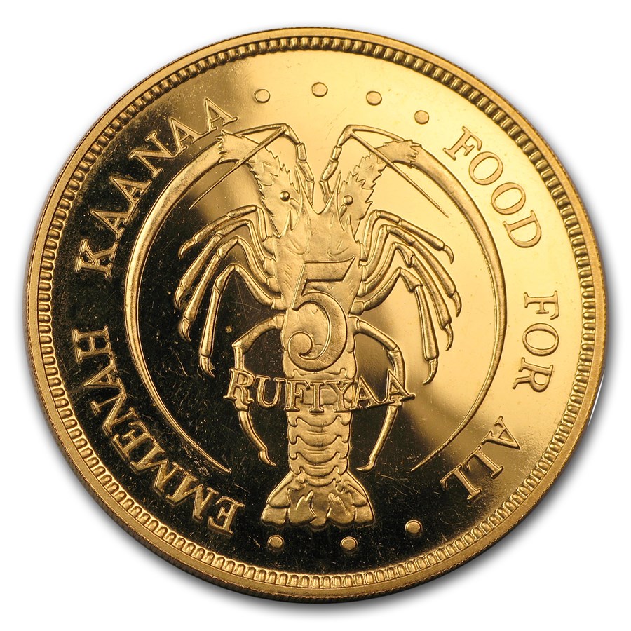 Buy AH1398/1978 Maldives Gold 5 Rufiyaa FAO Proof | APMEX