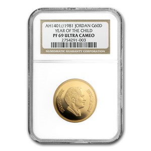 Buy AH1401-1981 Jordan Proof Gold 60 Dinars PF-69 NGC | APMEX