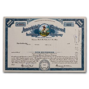 Buy American General Insurance Co + Print of Vignette Stock | APMEX