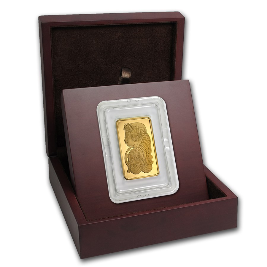 Buy APMEX Wood Gift Box - 5 oz PAMP Suisse Gold Bar (w/Assay) | APMEX