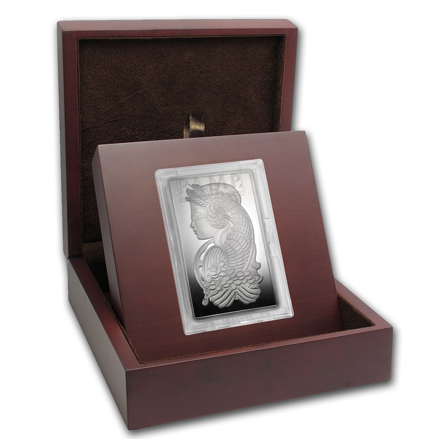 Buy APMEX Wood Gift Box - 5 oz PAMP Suisse Silver Bar (w/Assay) | APMEX