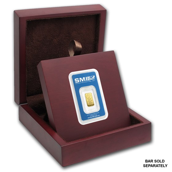 Buy APMEX Wood Gift Box - SMI Gold Bar Mini (w/Assay) | APMEX