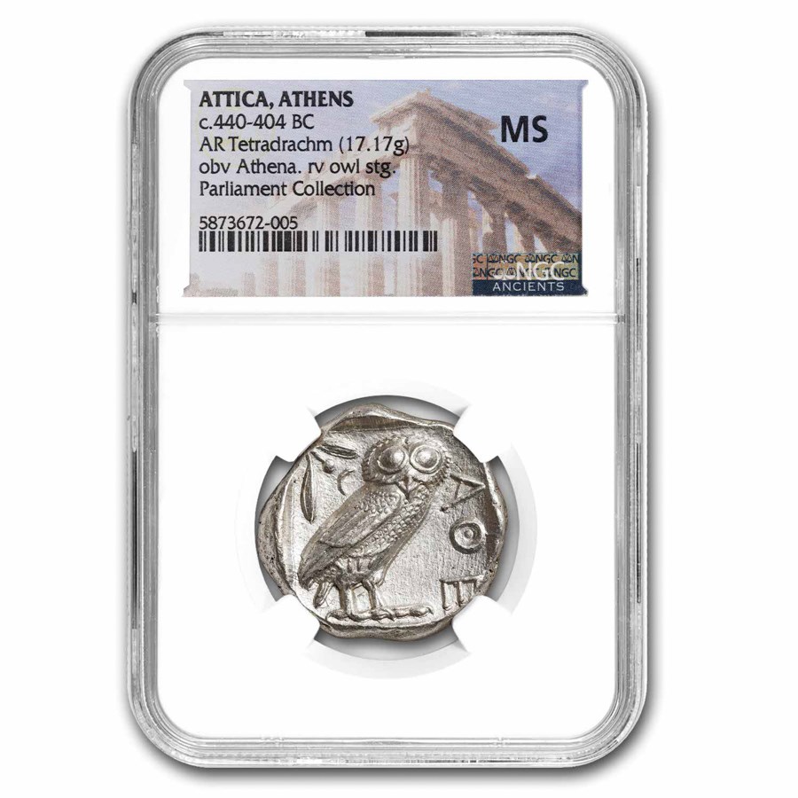 Buy Athens AR Tetradrachm Owl 440-404 BC MS NGC (Parliament Col) | APMEX