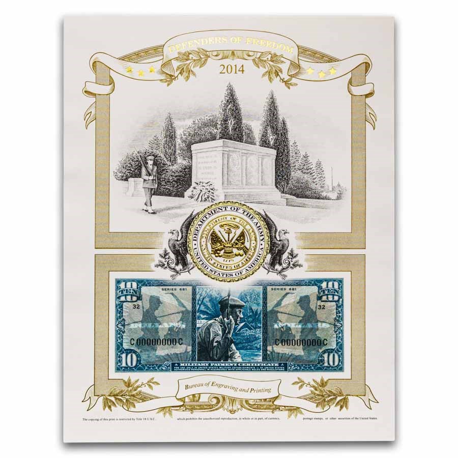 Buy BEP 2014 Intaglio Print Program Freedom "Army" | APMEX