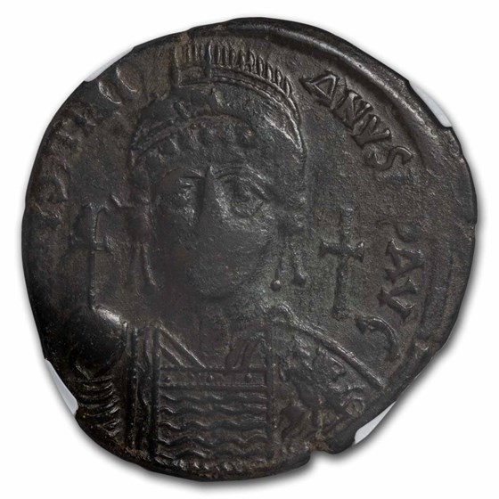 Byzantine 40 Nummi Justinian I (527-565 AD) Ch VF NGC (Carthage)