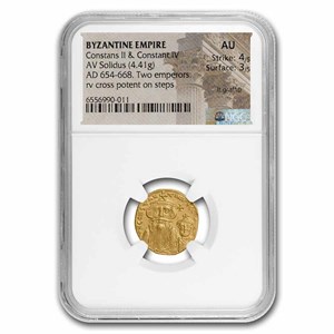Buy Byzantine AV Constans II, Constant. IV (654-668 AD) AU NGC S-959 ...