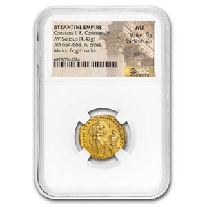 Byzantine AV Constans II, Constant. IV (654-668 AD) AU NGC S-959