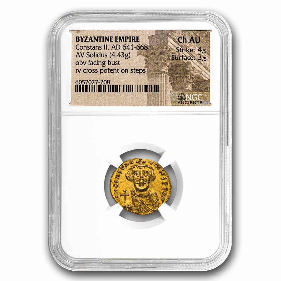 Buy 641-668 AD Byzantine Gold Solidus CH AU NGC 4/3 | APMEX