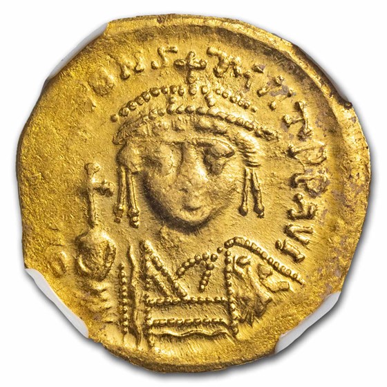 Byzantine AV Solid Tiberius II Constantine 578-582 AD MS NGC