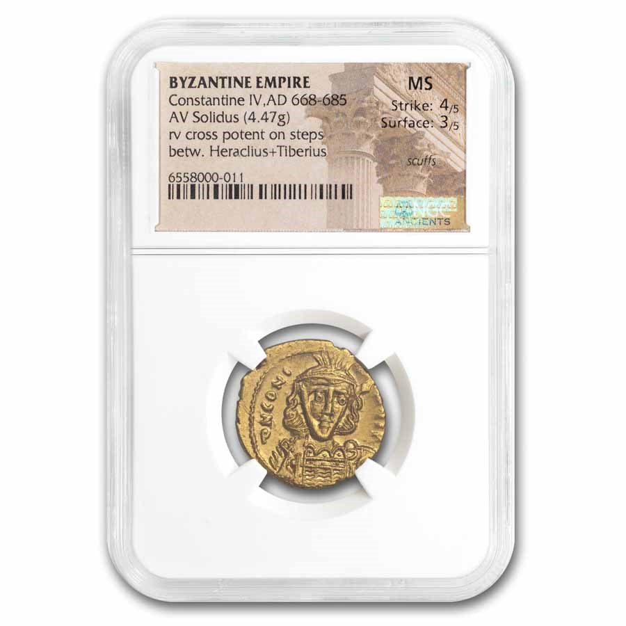 Byzantine AV Solidus Constantine IV (668-685 AD) MS NGC S-1151