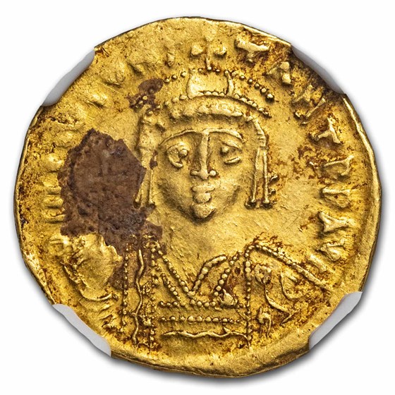 Byzantine AV Solidus Tiberius II Constantine (578-582 AD) AU NGC