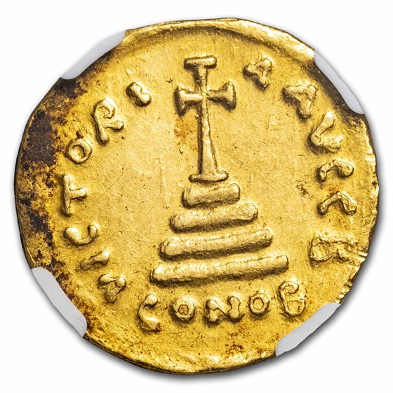Byzantine AV Solidus Tiberius II Constantine (578-582 AD) AU NGC