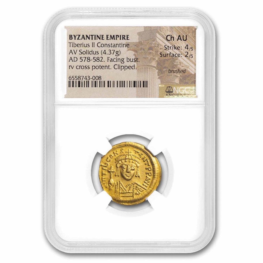 Byzantine AV Solidus Tiberius II Constantine 578-582 AD Ch AU NGC