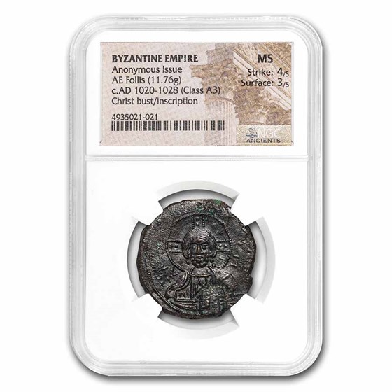 Buy Byzantine Empire Anonymous AE Follis (1020-1028 AD) MS NGC | APMEX