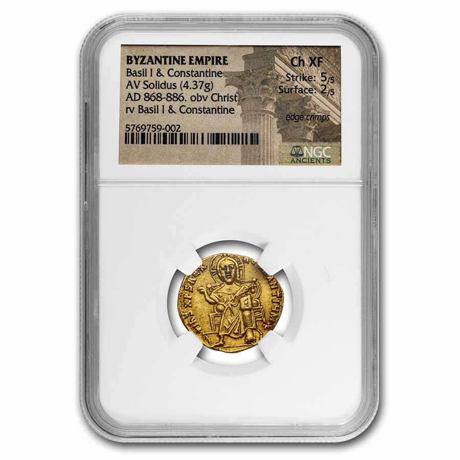 Buy Byzantine Empire AV Solidus Basil I & Con. (868-886 AD) Ch XF NGC ...