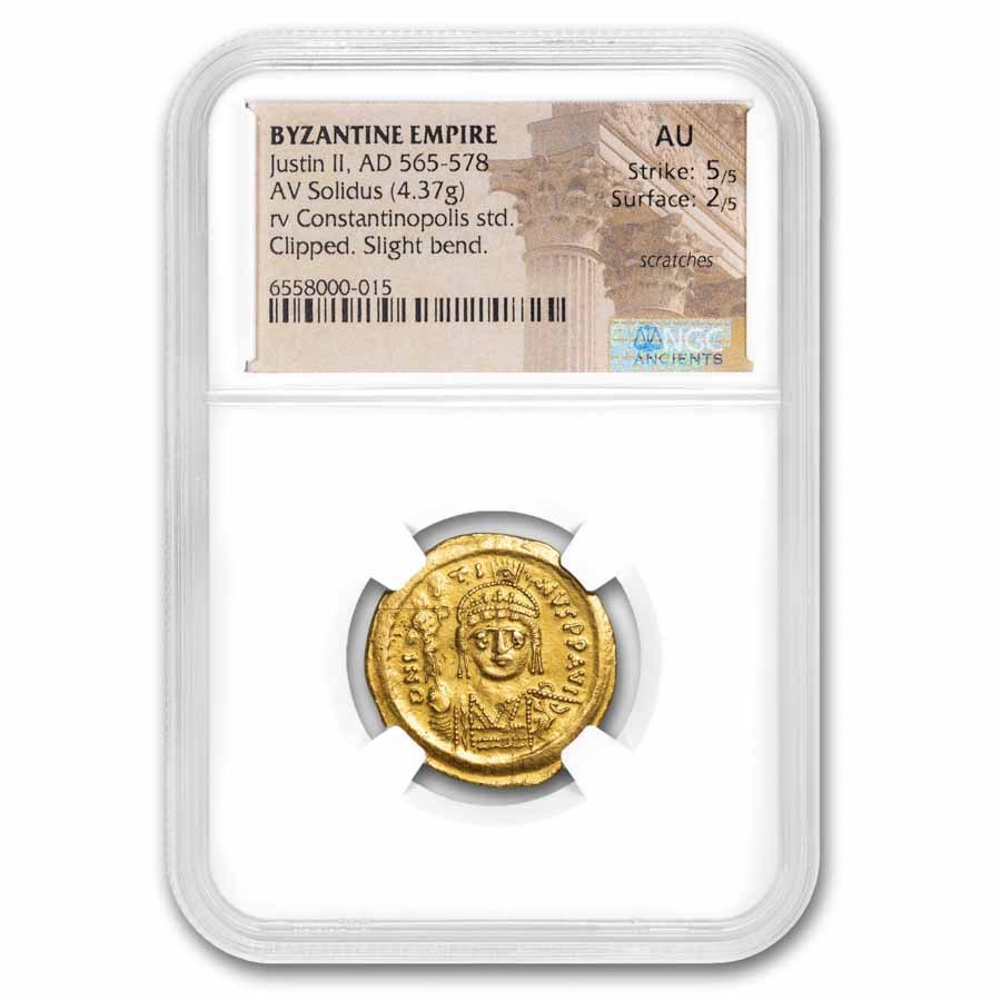 Byzantine Empire AV Solidus Justin II 565-578 AD AU NGC S-346
