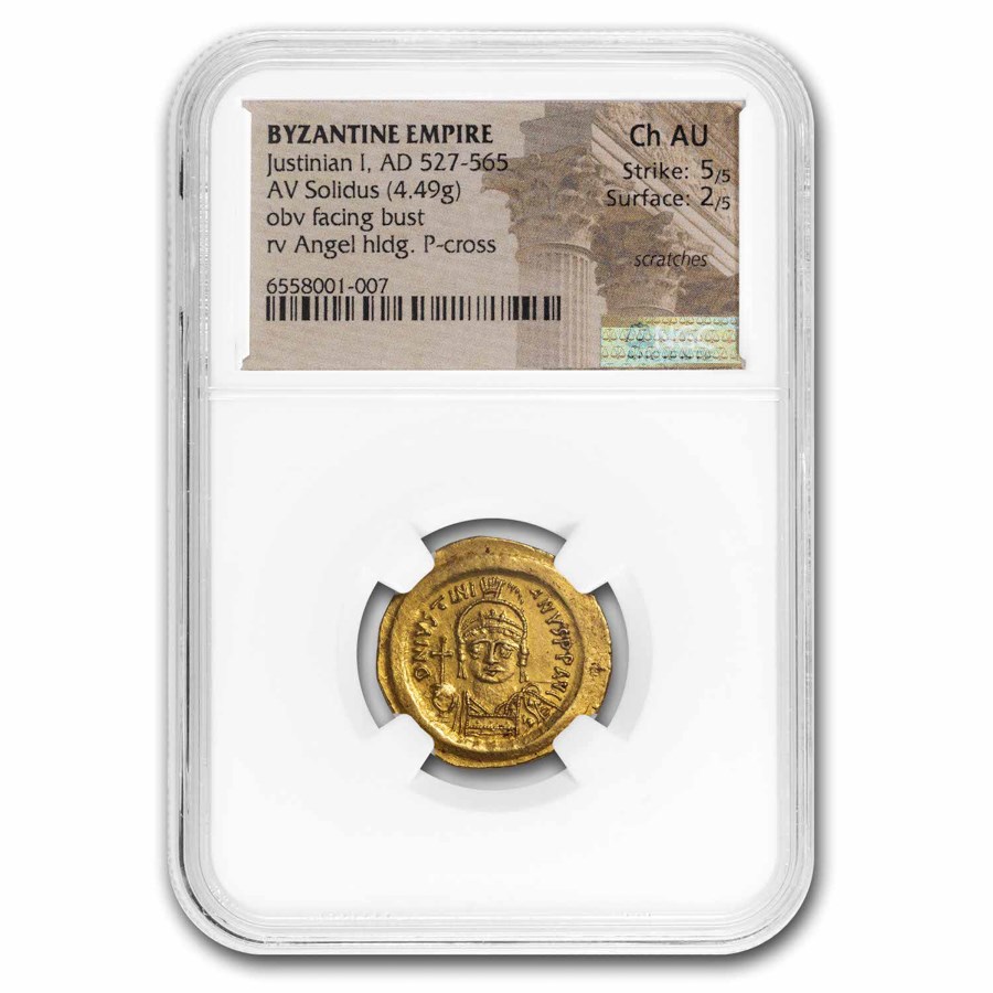Byzantine Empire AV Solidus Justinian 527-565 AD Ch AU NGC S-140