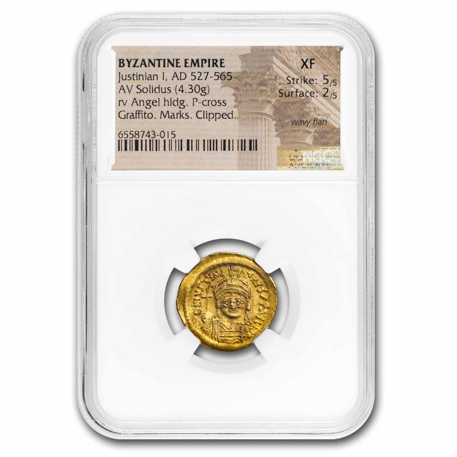 Byzantine Empire AV Solidus Justinian I (527-565 AD) XF NGC S-140