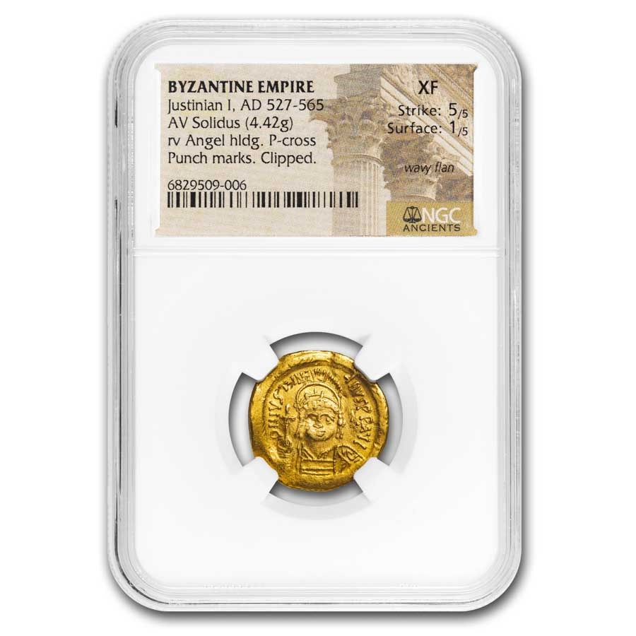 Byzantine Empire AV Solidus Justinian I (527-565 AD) XF NGC S-140
