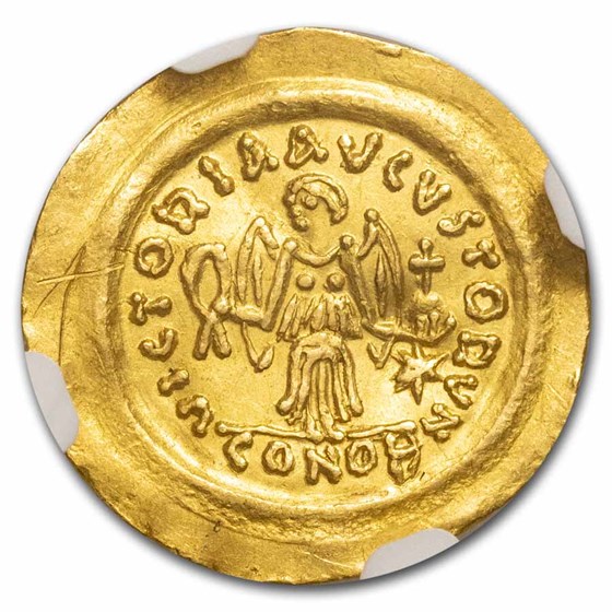 Byzantine Empire AV Tremissis Justin II (565-578 AD) AU NGC