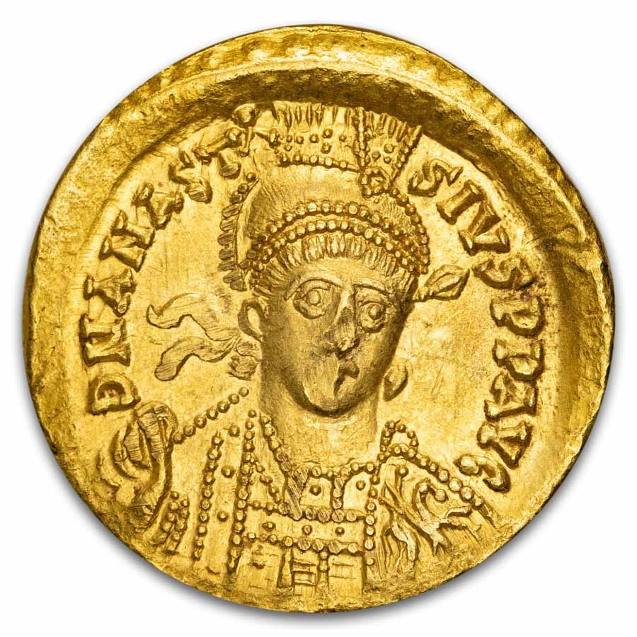 Byzantine Gold AV Solidus Emperor Anastasius I (491-518 AD) AU
