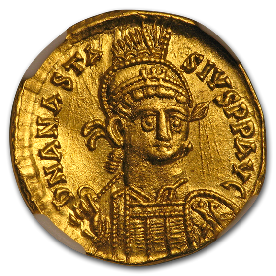 Buy Byzantine Gold Solidus Emp Anastasius I (491-518 AD) Ch AU NGC | APMEX