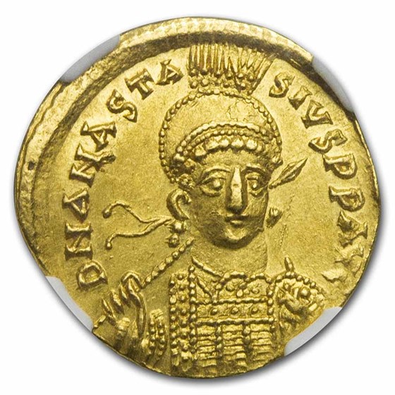 Buy Byzantine Gold Solidus Emperor Anastasius I (491-518 AD) MS NGC | APMEX