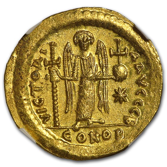 Buy Byzantine Gold Solidus Emperor Justin I (518-527 AD) MS NGC | APMEX