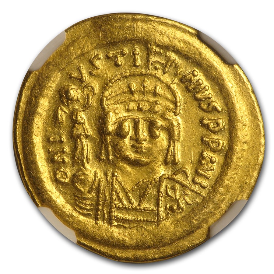 Buy Byzantine Gold Solidus Emperor Justin II (565-578 AD) AU NGC | APMEX