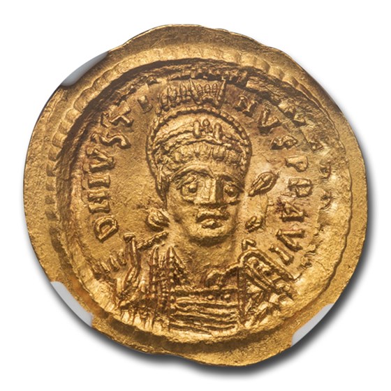 Buy Byzantine Gold Solidus Emperor Justinian I (518-527 AD) MS NGC | APMEX