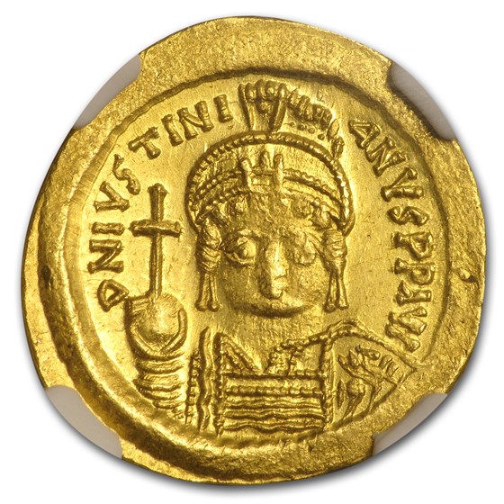 Buy Byzantine Gold Solidus Emperor Justinian I (527-565 AD) MS NGC | APMEX