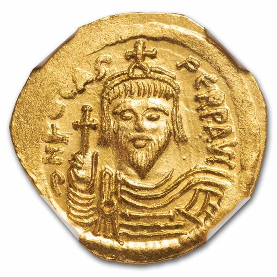 Byzantine Gold Solidus Emperor Phocas (602-610 AD) MS NGC 4/5
