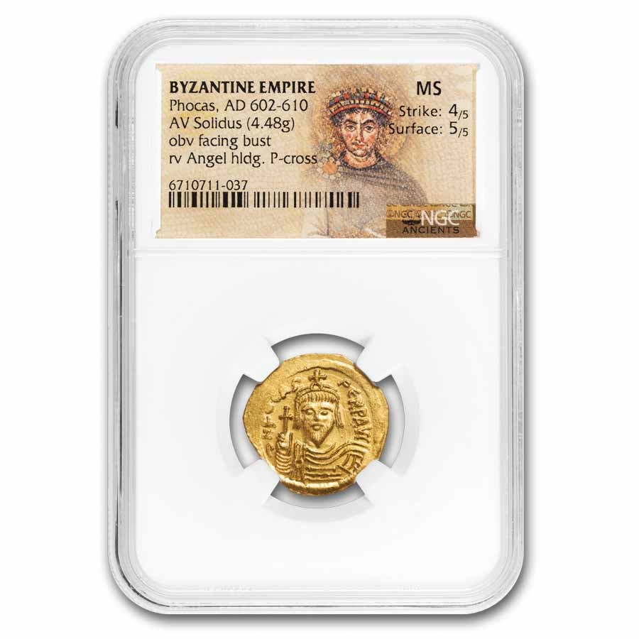 Byzantine Gold Solidus Emperor Phocas (602-610 AD) MS NGC 4/5