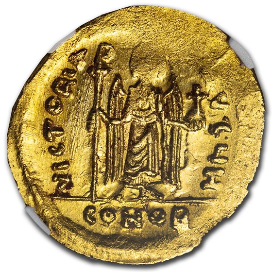 Byzantine Gold Solidus Emperor Phocas (602-610 AD) MS NGC