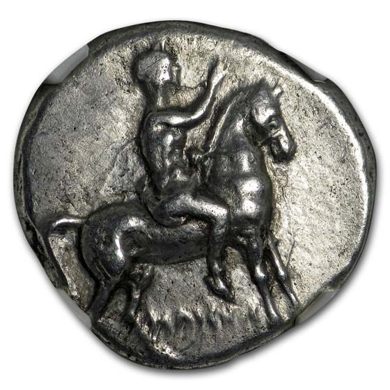 Buy Calabria Taras AR Didrachm Taras (281-240 BC) Ch XF NGC | APMEX