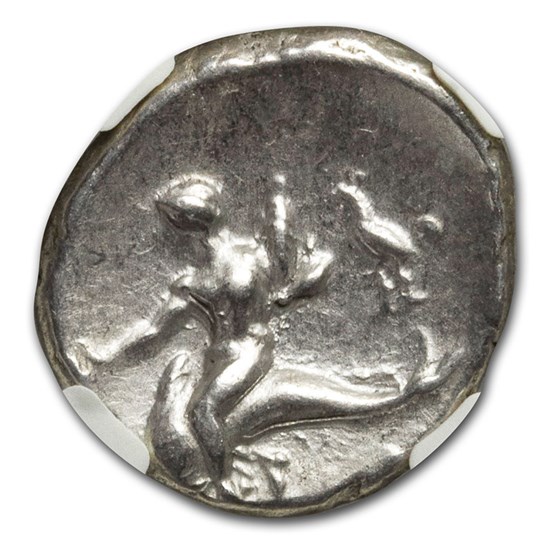 Buy Calabria Taras AR Didrachm Taras on Dolphin (281-240 BC) XF NGC | APMEX