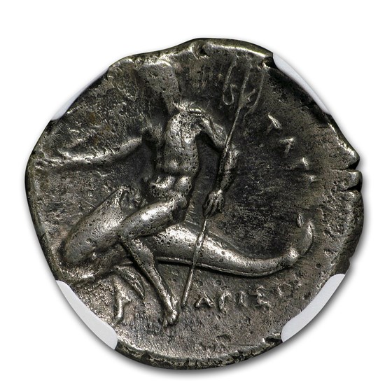 Buy Calabria Taras AR Didrachm Taras on Dolphin (281-240 BC)CH XF NGC ...