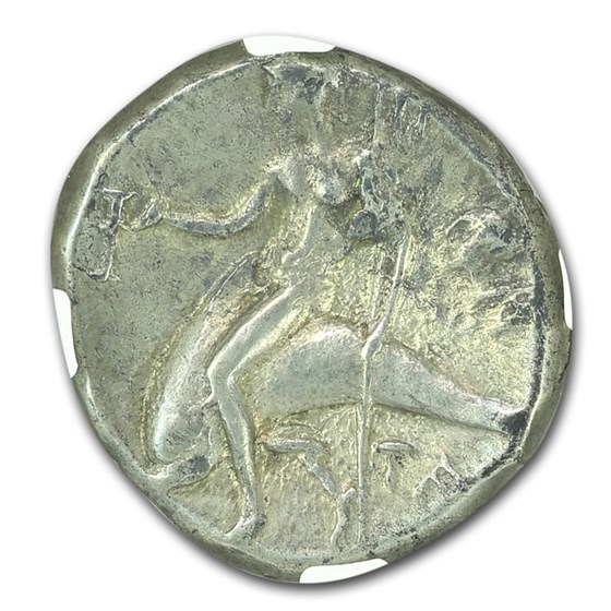 Buy Calabria Taras AR Didrachm Taras on Dolphin (281-240BC) CH XF NGC ...