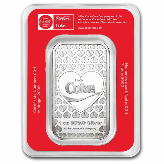 Buy Coca-Cola 1 oz Silver Enjoy Coke Colorized Bar | APMEX