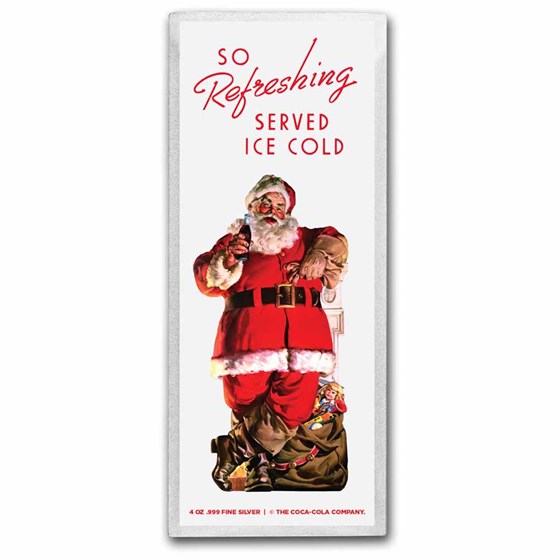 Buy Coca-Cola Santa 4 oz Silver Colorized Bar | APMEX