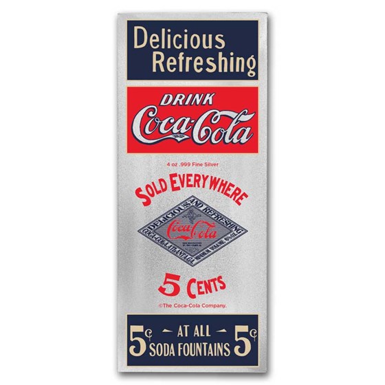 Coca-Cola® Vintage 4 oz Silver Colorized Bar w/ Box & COA #2